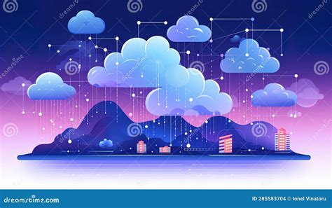 Illustration Of A Network Of Interconnected Clouds Representing Cloud Services And Data Centers