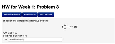 Solved Hw For Week 1 Problem 3 Previous Problem Problem