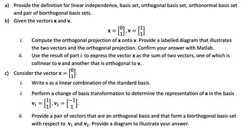 Solved A Provide The Definition For Linear Independence