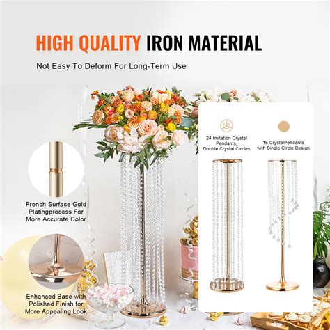 Vevor 2pcs 3543inch 90cm Tall Crystal Wedding Flowers Stand