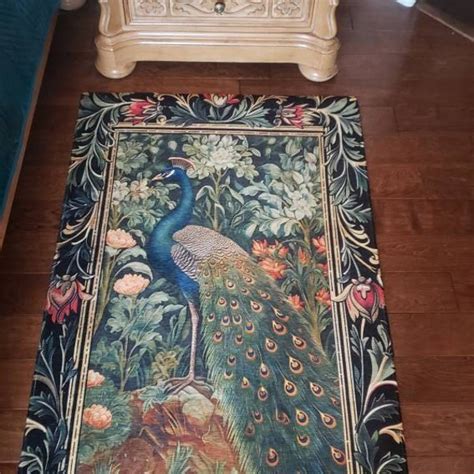 Peacock Area Rug Botanical Floral Bedroom Decor William Morris Style