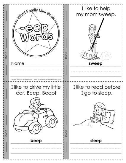 Free Mini Book Eep Printable Word Families Eep Mini Book PDF Worksheet