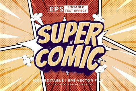 Premium Vector Editable Text Effect Super Comic 3d Cartoon Comic