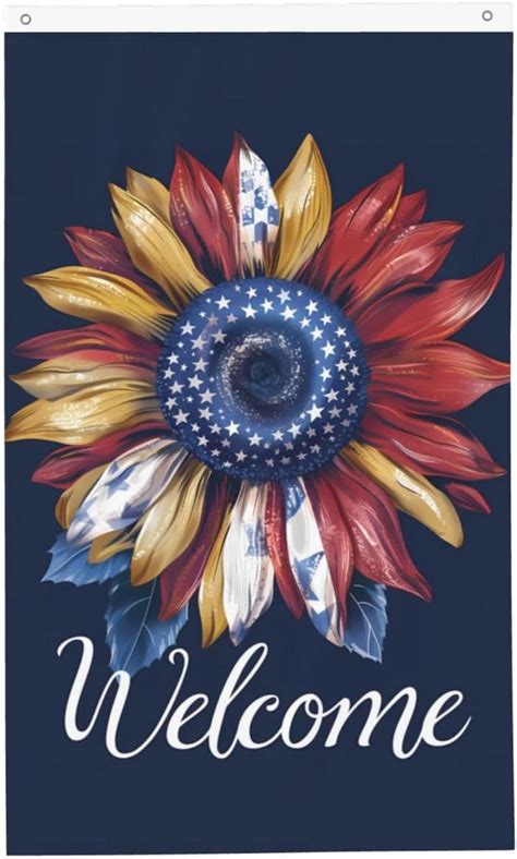 Patriotic American Flag Floral 2x3 Ft Flag Land Of The Free Vertical