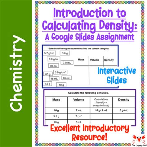 Introduction To Calculating Density An Interactive Google Slides Assignment