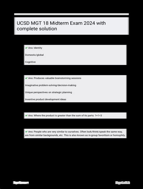 ucsd mgt 18 midterm exam 2024 with complete solution
