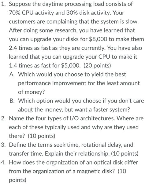 Solved 1 Suppose The Daytime Processing Load Consists Of
