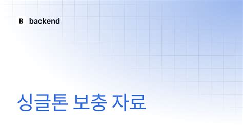 싱글톤 보충 자료 backend