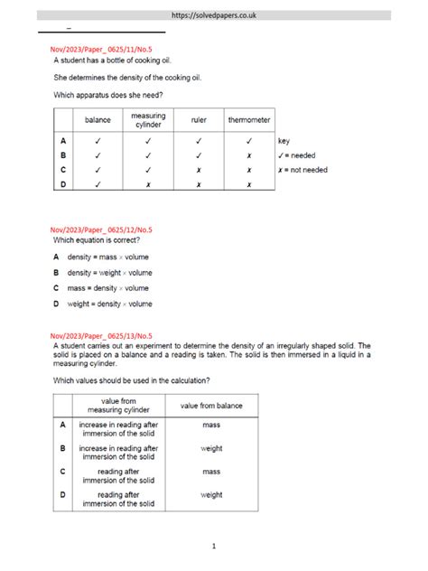 2023 Density Igcse Physics 0625 Pdf