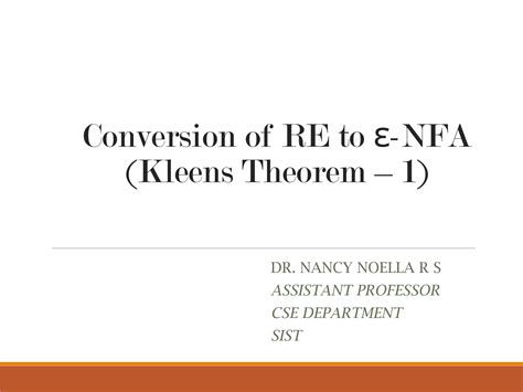 Re To Enfa Conversion Theory Of Computation Ppt