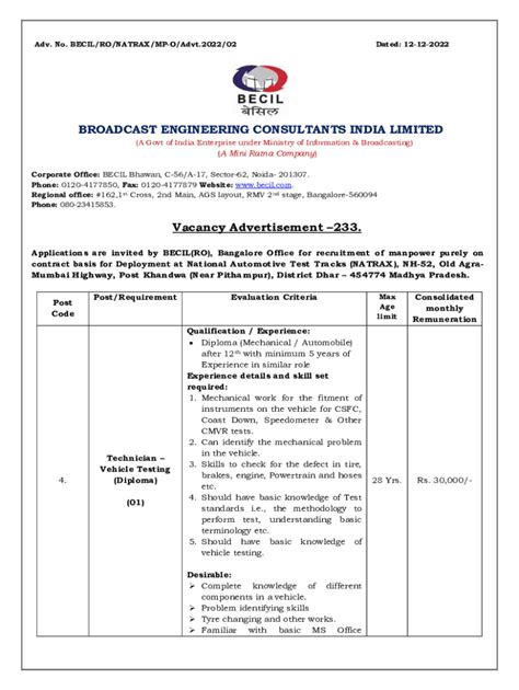 Fillable Online Corrigendum For Advertisement No 222 Fax Email Print