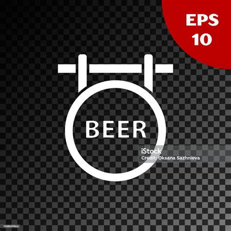 투명 한 어두운 배경에 격리 된 비문 맥주 아이콘 화이트 스트리트 간판입니다 광고 바 카페 술집 레스토랑에 적합합니다 벡터 일러스트레이션 0명에 대한 스톡 벡터 아트 및