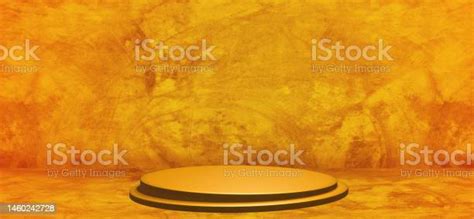 제품 프레젠테이션 노란색과 주황색 무대 또는 연단은 스튜디오 배경 3d 렌더링에 제품을 제시합니다 3차원 형태에 대한 스톡 사진 및 기타 이미지 Istock