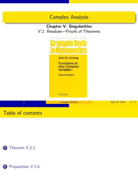 Complex Analysis Chapter V Singularities V2 Residues Proofs Of