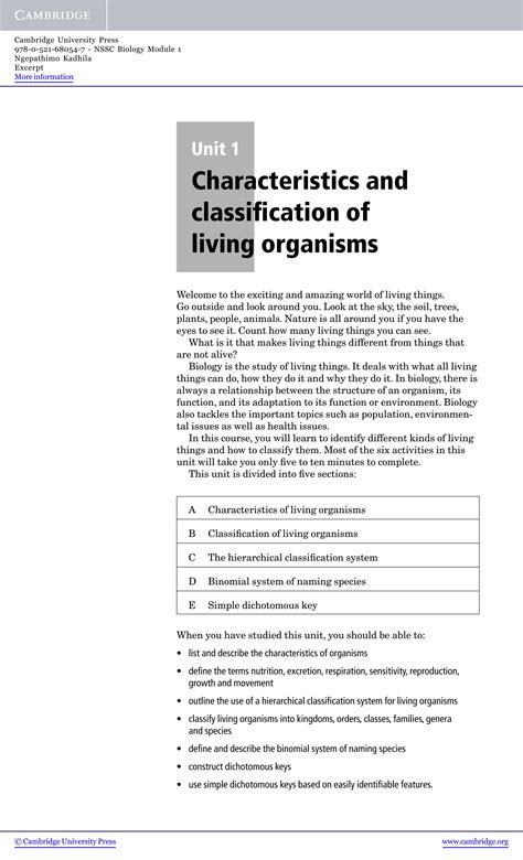 Characteristics Of Living Organisms Pdf