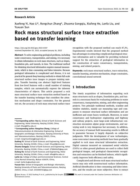Pdf Rock Mass Structural Surface Trace Extraction Based On Transfer