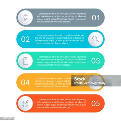 비즈니스 아이콘이 있는 5단계 옵션 또는 레벨 인포그래픽 디자인 프레젠테이션 정보 브로셔 배너 워크플로 레이아웃을 위한 수직 타임라인 정보 그래픽 템플릿입니다 벡터