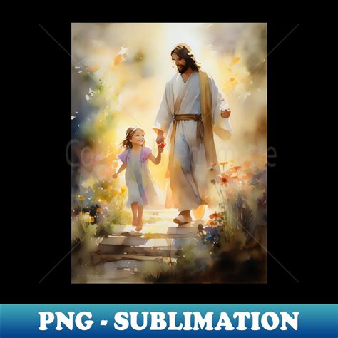 Jesus With A Girl Signature Sublimation Png File Instant Inspire Uplift