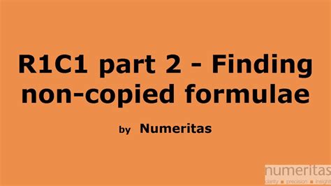 R1c1 Part 2 Finding Different Formulae Youtube