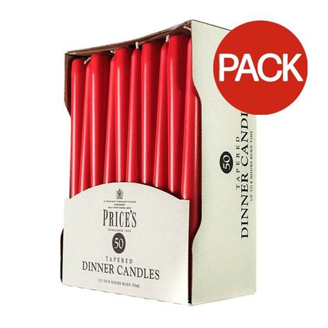 Prices Tapered Unwrapped Dinner Candles Pack Of 50 Red One Size
