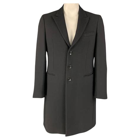 Emporio Armani Size 44 Black Wool Polyamide Coat For Sale At 1stdibs
