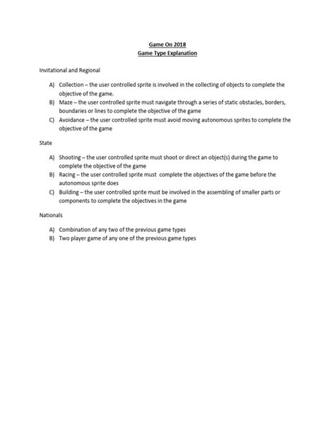 Game On Game Types 2018 Pdf