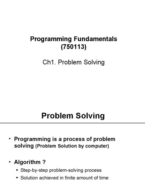 Programming Fundamentals 750113 Ch1 Problem Solving Download