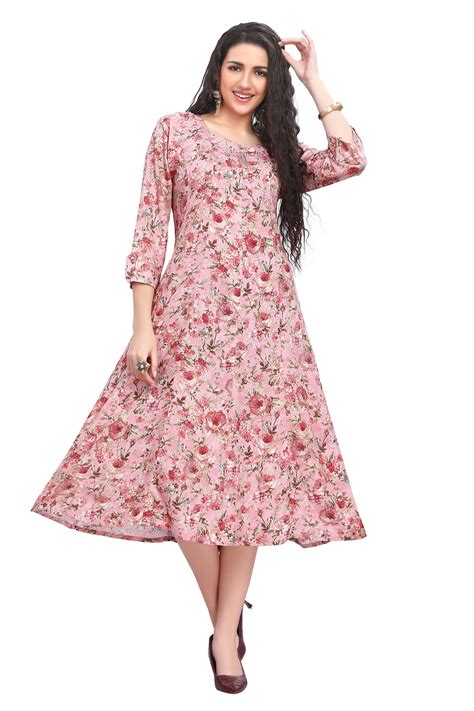 Pink One Piece Floral Print Kurti Shop Now