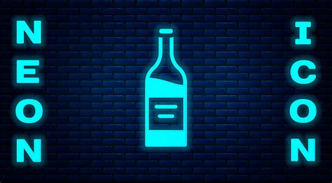 벽돌 벽 배경에 고립 된 와인 아이콘의 빛나는 네온 병 벡터 0명에 대한 스톡 벡터 아트 및 기타 이미지 0명 가득 찬 고풍스런 Istock