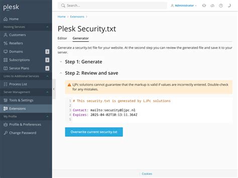 Securitytxt Extension Plesk