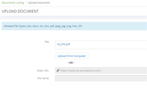New Enhancement Edit File Name When Uploading A Document To ECompliance Support