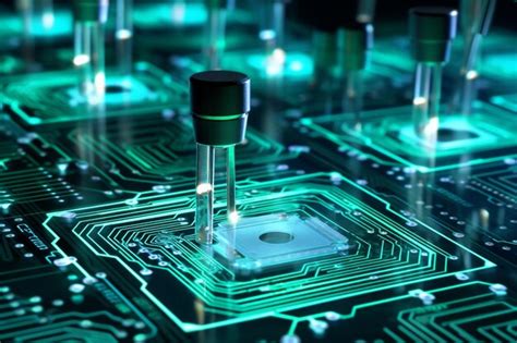 Premium Photo Close Up Of Microchip Inspection Process Under A Microscope