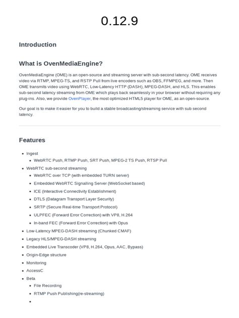 Ovenmediaengine Pdf Port Computer Networking Streaming Media