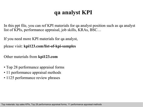 Qa Analyst Kpi Ppt