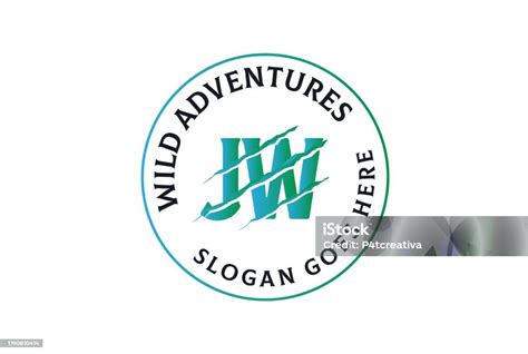 스크래치 효과와 아쿠아 서클 씰 Jw 문자 템플릿 로고 디자인 갈고리 발톱에 대한 스톡 벡터 아트 및 기타 이미지 갈고리