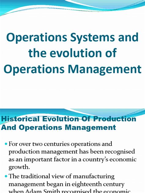 Operations Systems And The Evolution Of Operations Management Pdf System Operations Management