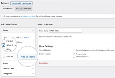 How To Add And Edit A Wordpress Menu Siteground Tutorials