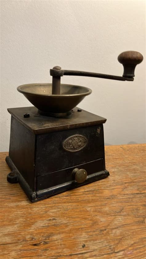 Antique Kenrick And Sons Cast Iron And Brass Coffee Grinder Early 1900s