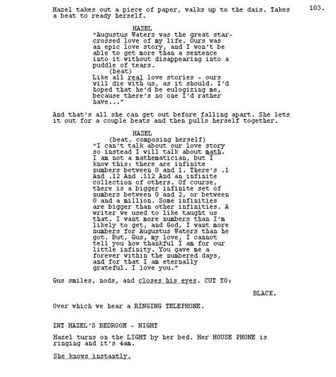 Script Tfios Okay Movies The Fault In Our Stars Monologues