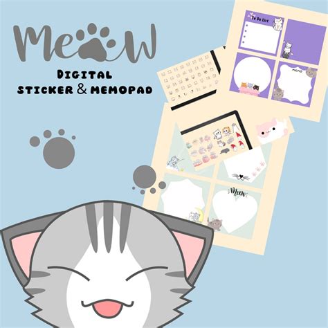 Jual Sticker Digital Functional Aesthetic Colorful Meow Digital