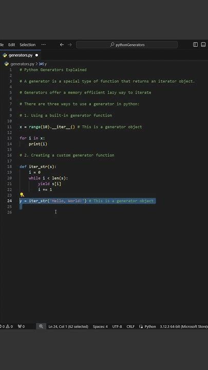 Python Generators Explained In Only 60 Seconds Pythoncodeiterator