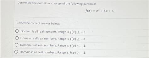 Solved Determine The Domain And Range Of The Following