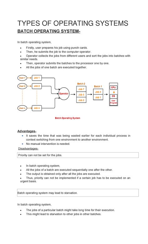 2 types of operating systems types of operating systems batch