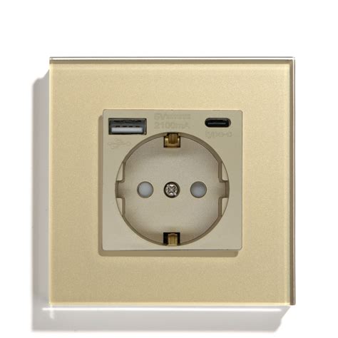 Factory 16a 21a Usb Usb Type C Phone Charger Port Wall Socket Wall