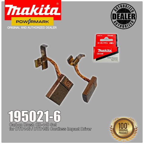 Makita 195021 6 Carbon Brush Cb 440 Set For Dtd146 Dtd152 Cordless