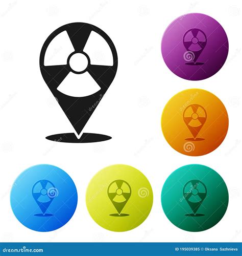 Black Radioactive In Location Icon Isolated On White Background
