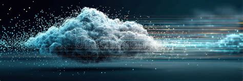 Dynamic Cloud Computing Icon Particles Illustrating Abstract Technology