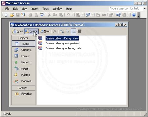 Microsoft Access Create Database And Table