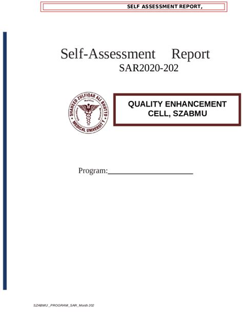 Self Assessment Reports Doc Template Pdffiller