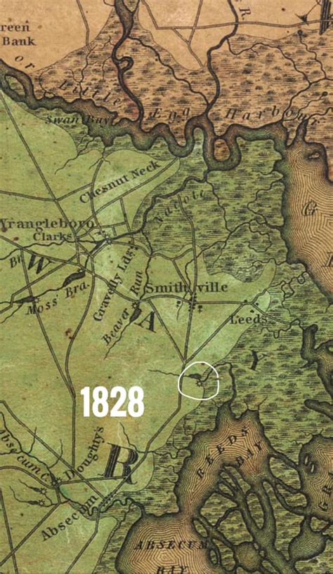 Historic Galloway 1828 Map Showing Shourds Mill Dam Was Very Low So The Lake Was More Of A